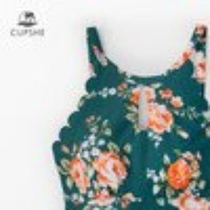 Cupshe | Swim | Cupshe Green Floral Scalloped Pc Cutout Swimsuit | Poshmark